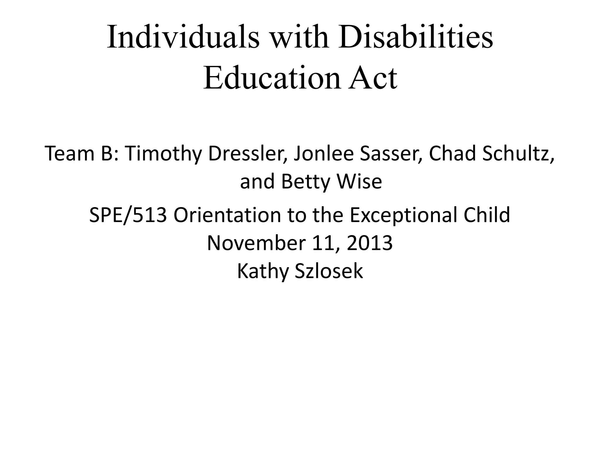 Individuals with disabilities education act cover page | PPTX