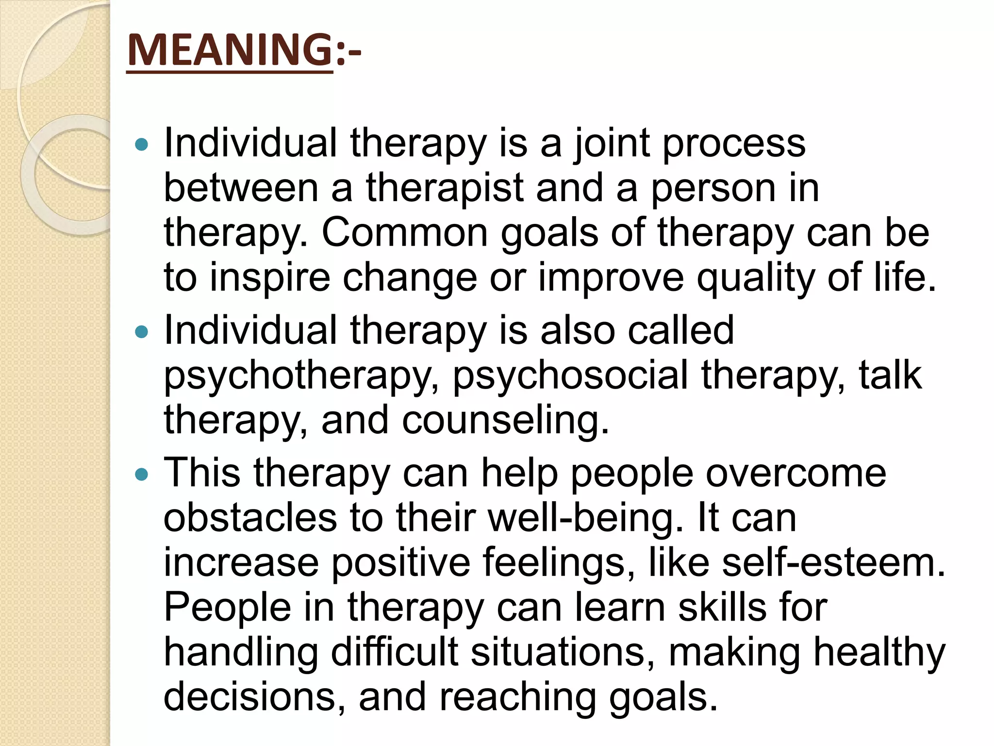 Individual therapy | PPTX