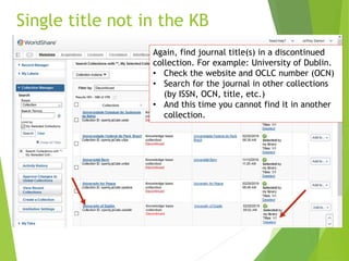 Fixing Individual titles in discontinued collections | PPT