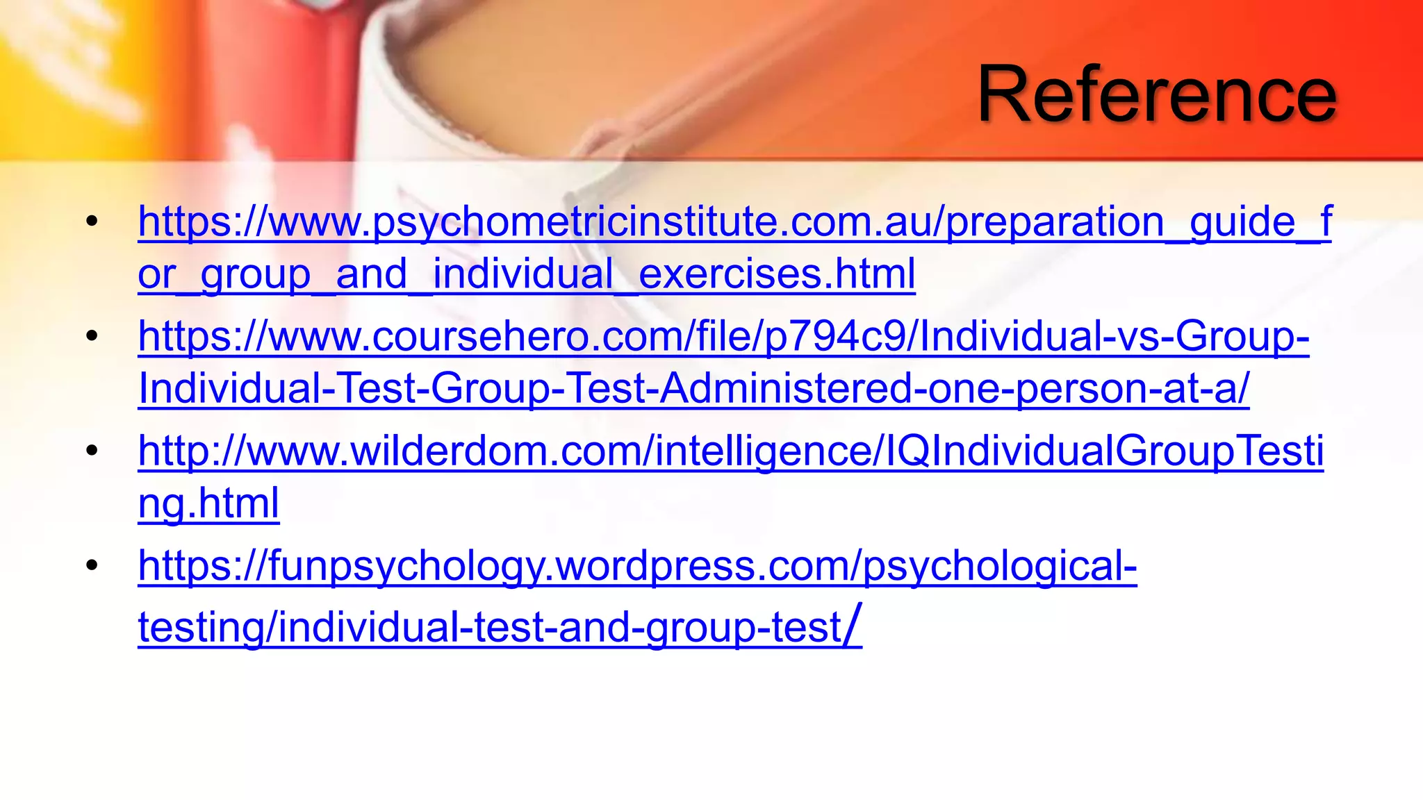Individual vs group test | PPTX