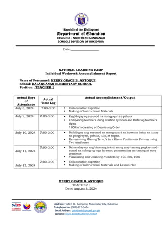 Individual Workweek Accomplishment Report - antoque.docx