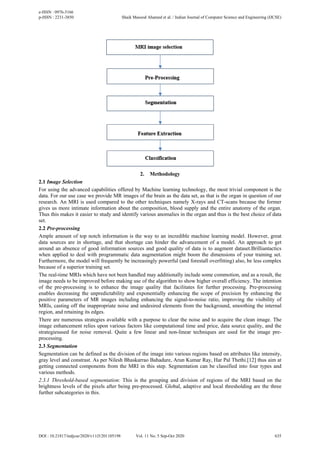 Survey of various methods used for integrating machine learning into brain tumor detection and ...