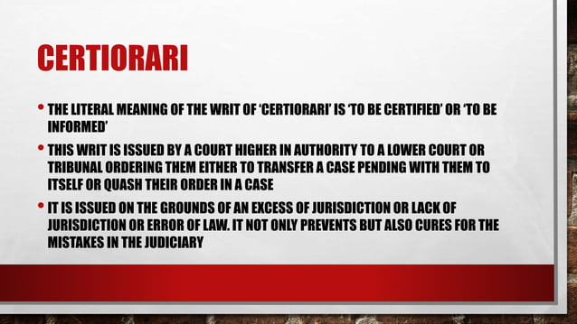 Ind jud part 4 types of writs | PPT
