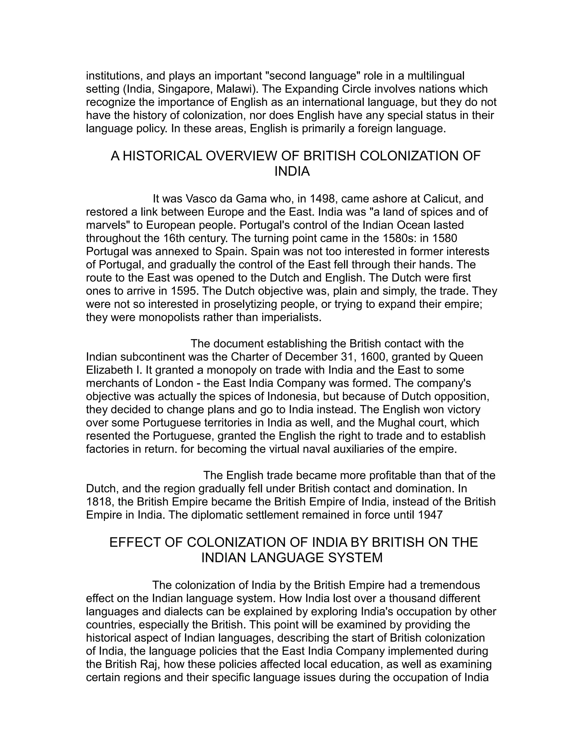 ROLE OF ENGLISH IN THE COLONIZATION OF INDIA | RTF