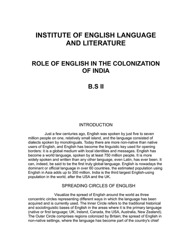 ROLE OF ENGLISH IN THE COLONIZATION OF INDIA | RTF
