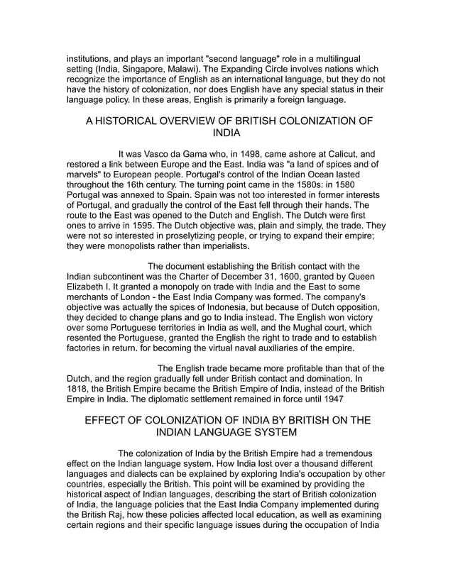 ROLE OF ENGLISH IN THE COLONIZATION OF INDIA | RTF