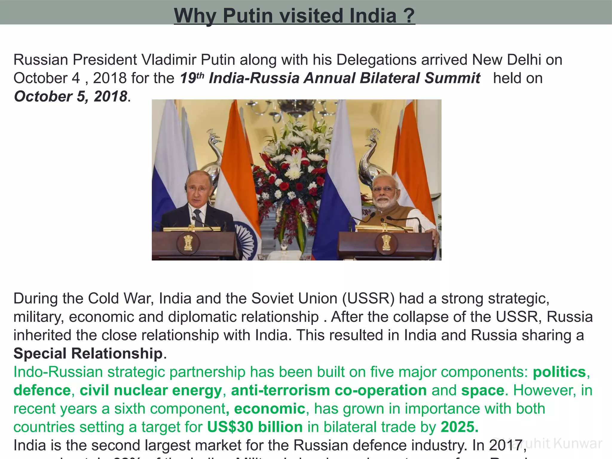India Russia Bilateral Summit 2018 | PDF
