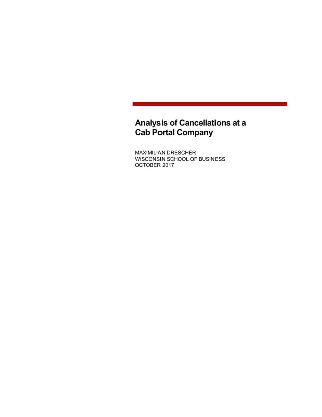 Analysis of Cancellations at a Cab Portal Company | PDF