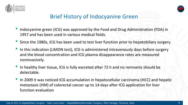 Indocyanine green (ICG) in liver surgery.pptx | Surgery | Medical Health