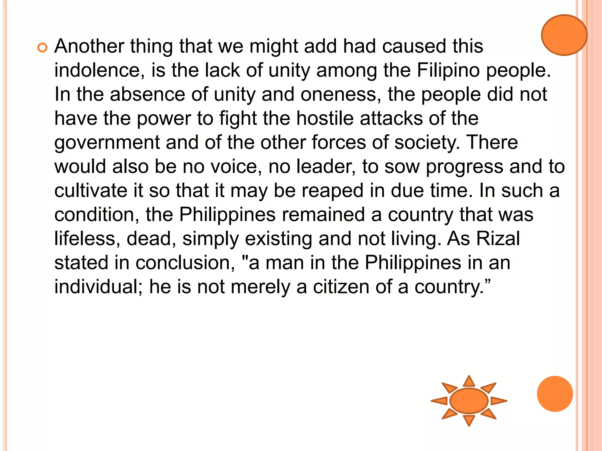 The Indolence of the filipinos chpter 2 | PPTX