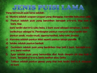 puisi lama dan puisi baru | PPTX