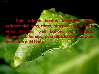 puisi lama dan puisi baru | PPTX