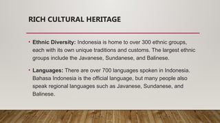 Introduction about Indonesia: rich culture and UNESCO world heritage | PPTX