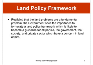 Indonesia National Land Policies Framework | PDF