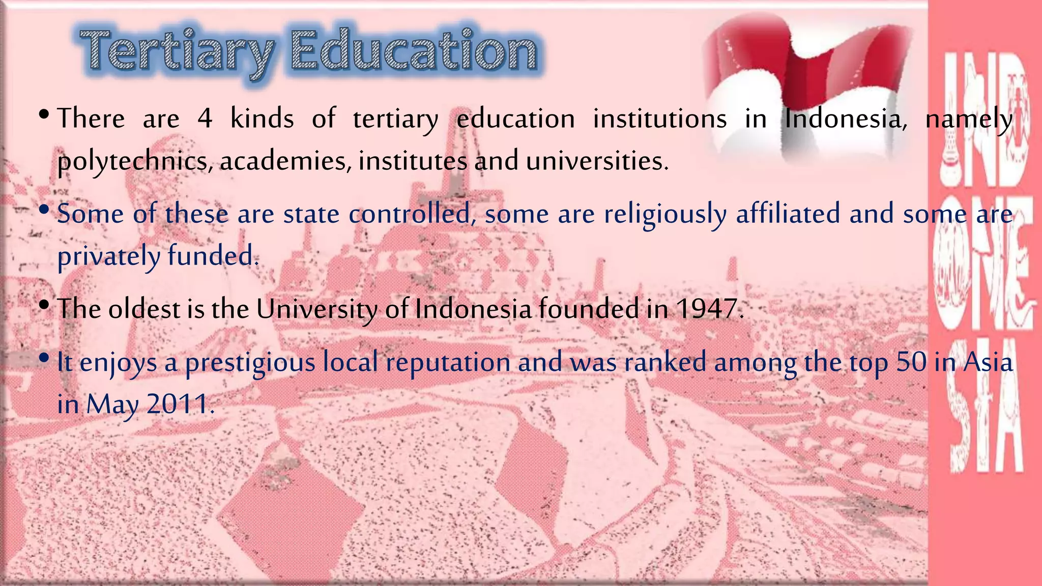 Indonesia Educational System by Derna F Bancien | PPTX