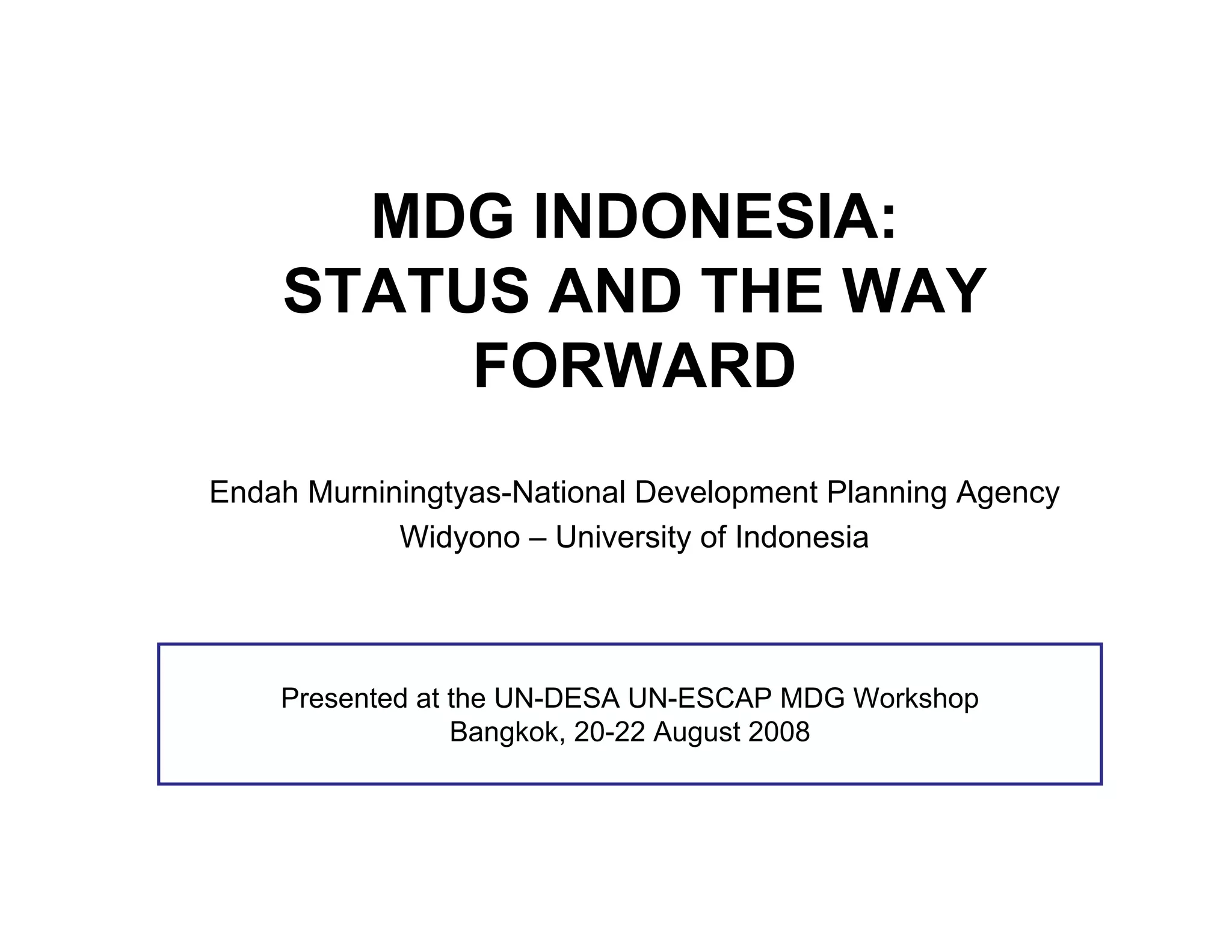 Indonesia mdg overview_bnk | PDF