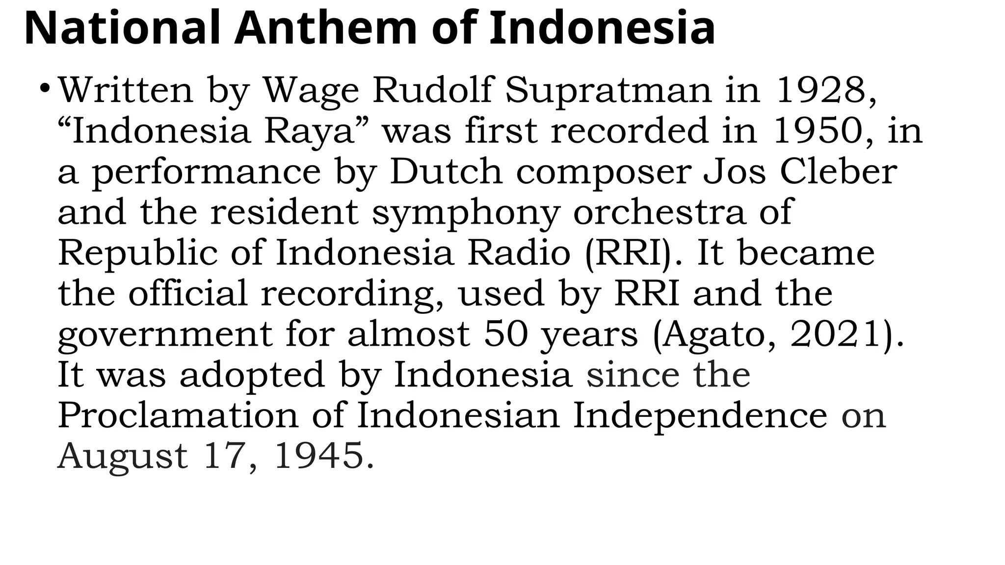 Indonesia National Anthem FOR GRADE 7 CLASS | PPTX
