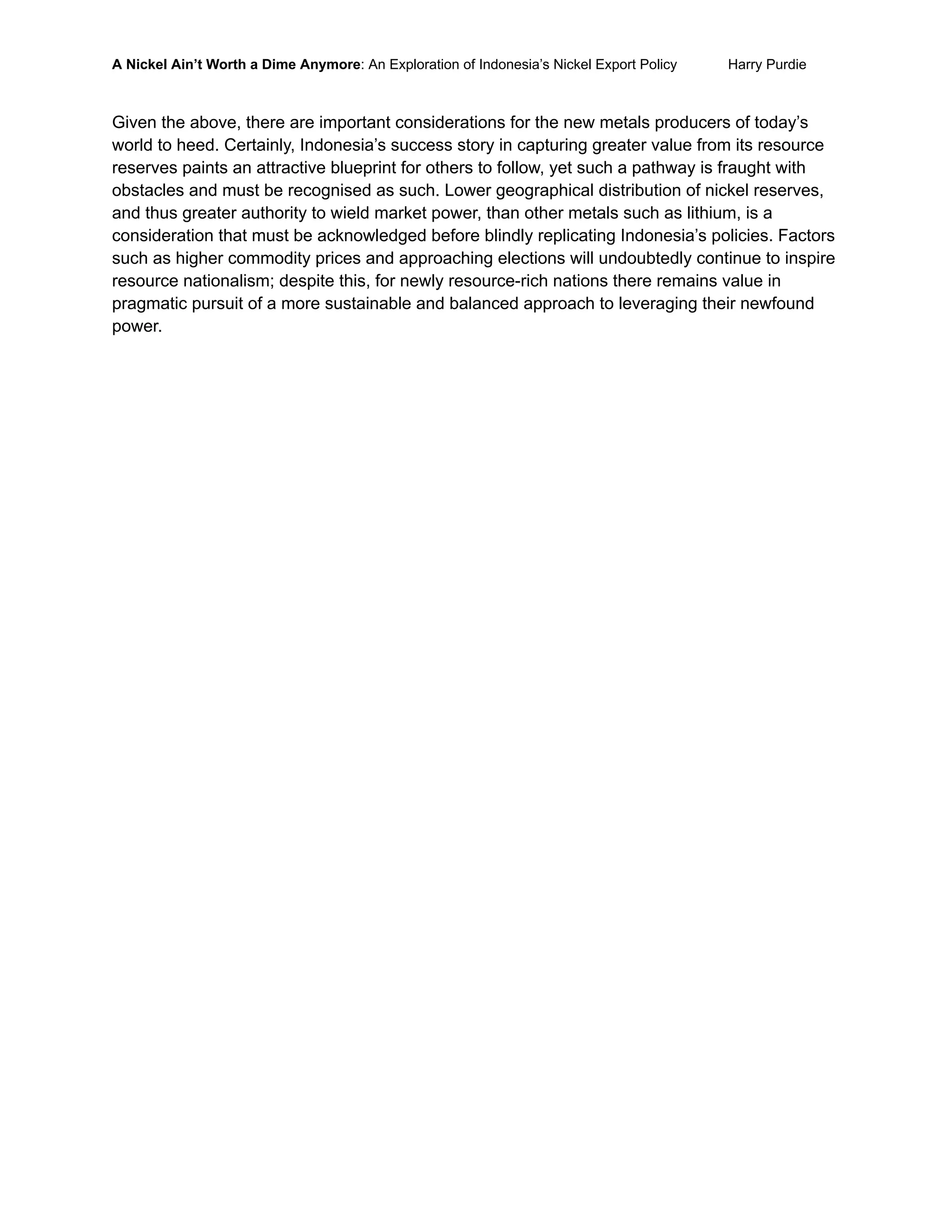 Indonesian Nickel Export Policy Evaluation (30/10/23) | PDF