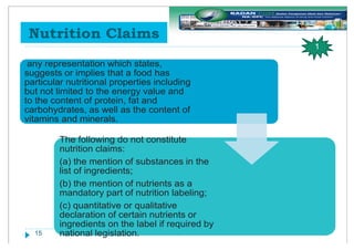 INDONESIA Nutrition & Labelling Claims_2015 | PDF