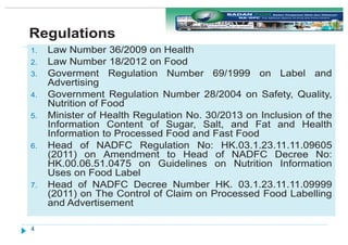 INDONESIA Nutrition & Labelling Claims_2015 | PDF