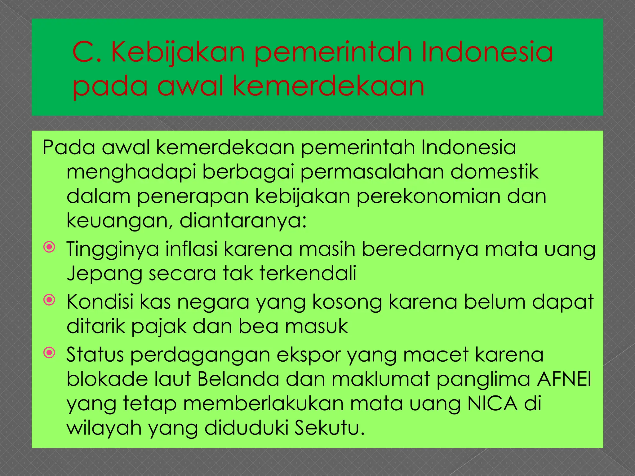 Indonesia pada awal proklamasi kemerdekaan | PPT