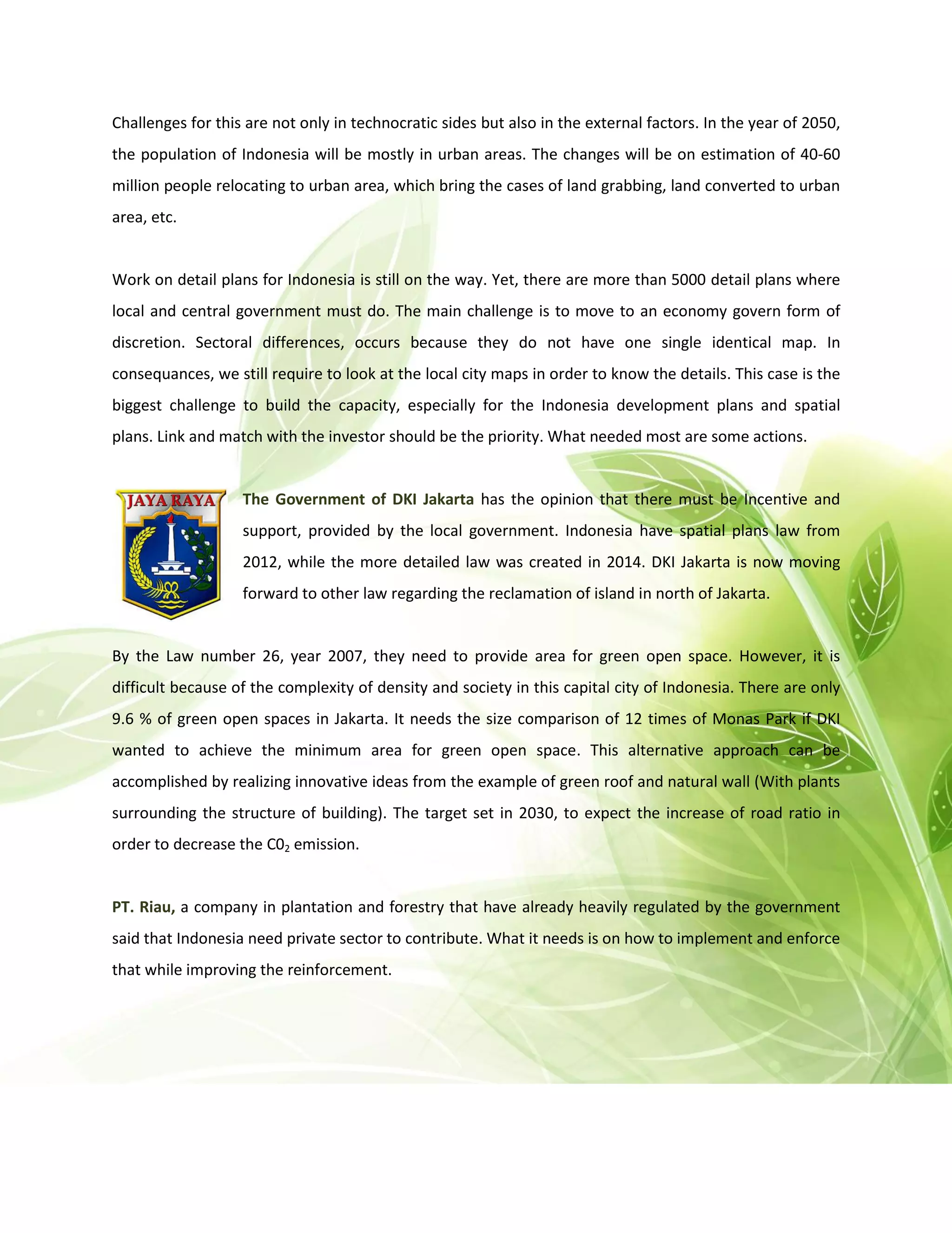 Indonesia's green infrastructure planning | PDF