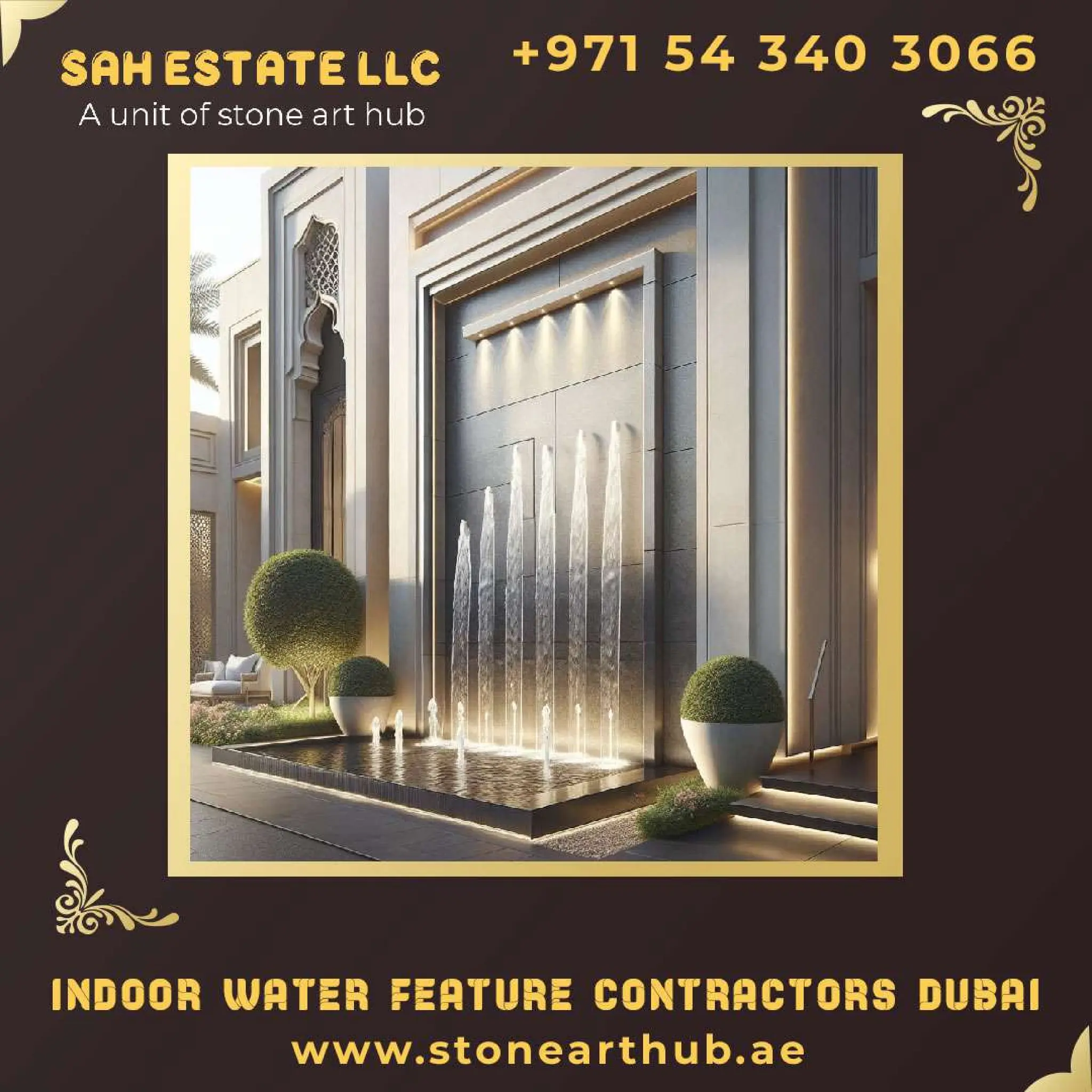 Indoor Water Feature Contractors Dubai - SAH ESTATE LLC | PDF