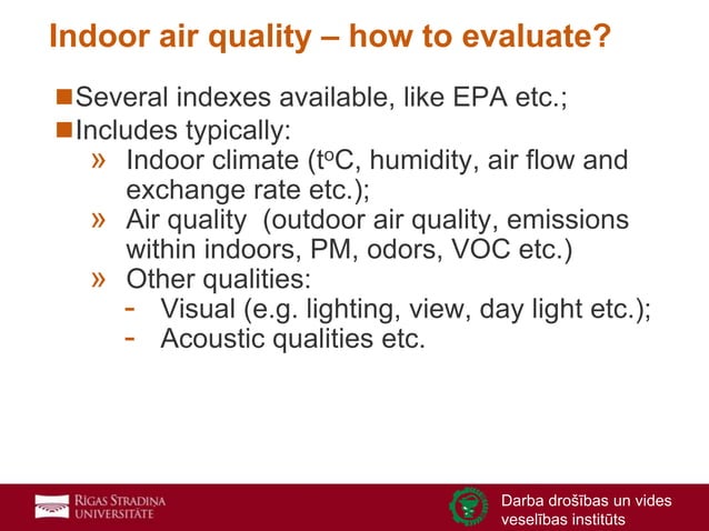 Indoor air quality as essential factor to promote human well-being and ...