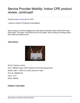 Indoor CPE Product Review, Continued! | PDF