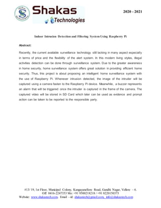 Indoor intrusion detection and filtering system using raspberry pi | DOCX