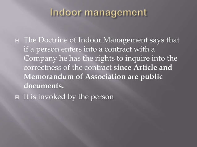 Indoor management 1 | PPTX | Law