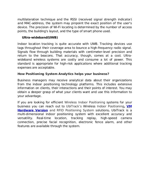 Indoor Positioning Systems and Positioning System Analytics Help Your Business | PDF