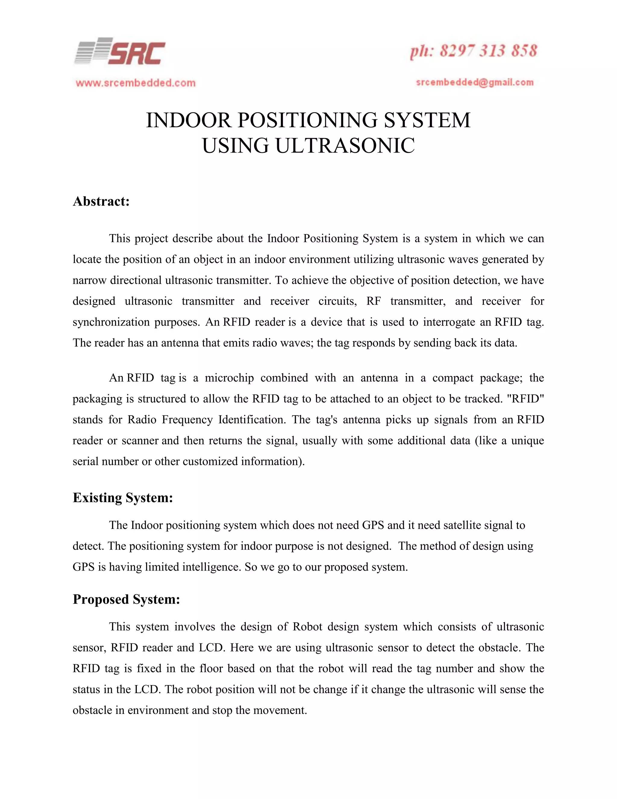 Indoor positioning system using ultrasonic | PDF