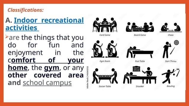Indoor Recreational Activities.pptx lesson for grade 8 | PPTX