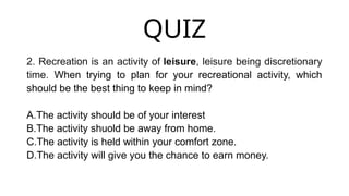 indoor recreational activity POWERPOINT PRESENTATION | PPTX