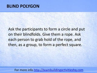 Indoor team building activities for adults | PPTX