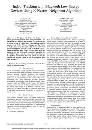 Indoor tracking with bluetooth low energy devices using k nearest neighbour algorithm | PDF