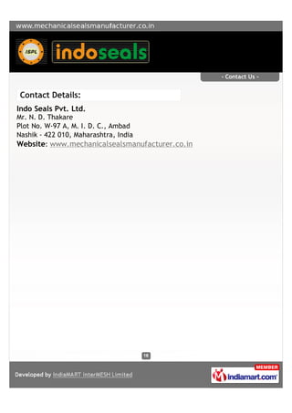 Indo Seals Pvt. Ltd., Nashik, Industrial Mechanical Seals | PDF
