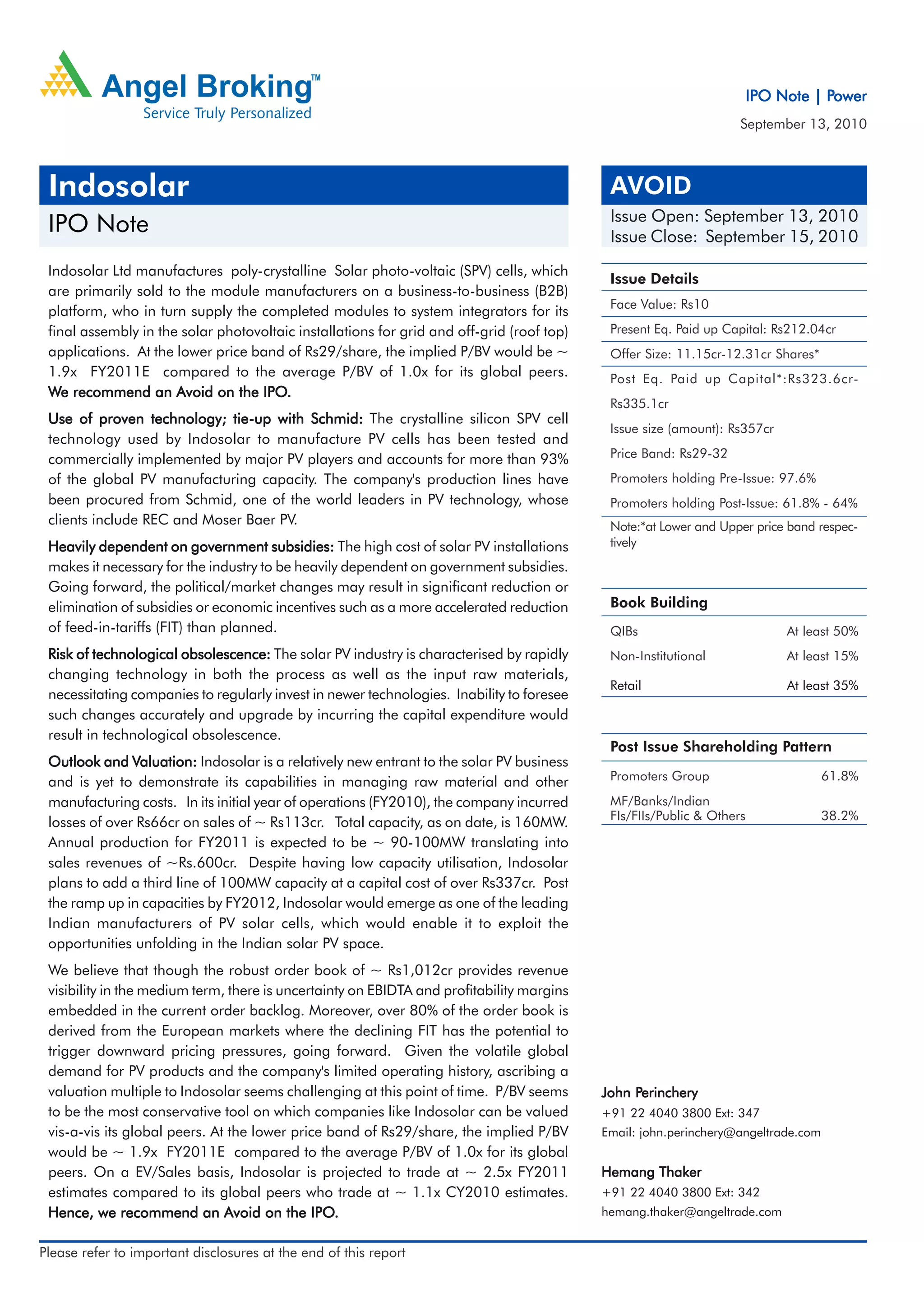 Indosolar IPO Note | PDF