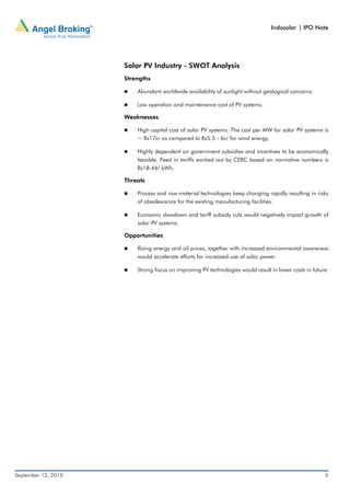 Indosolar IPO Note | PDF