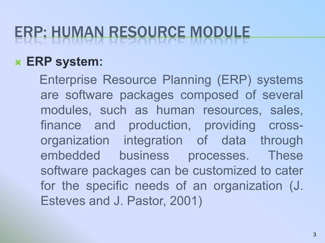 Enterprise Resource Planning; Human Resource Module | PPTX | Human ...