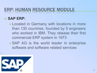 Enterprise Resource Planning; Human Resource Module | PPTX
