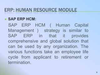 Enterprise Resource Planning; Human Resource Module | PPTX