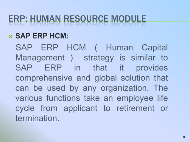 Enterprise Resource Planning; Human Resource Module | PPTX | Human ...