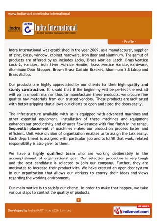 Indra International, Aligarh, Cabinet Hardware | PDF