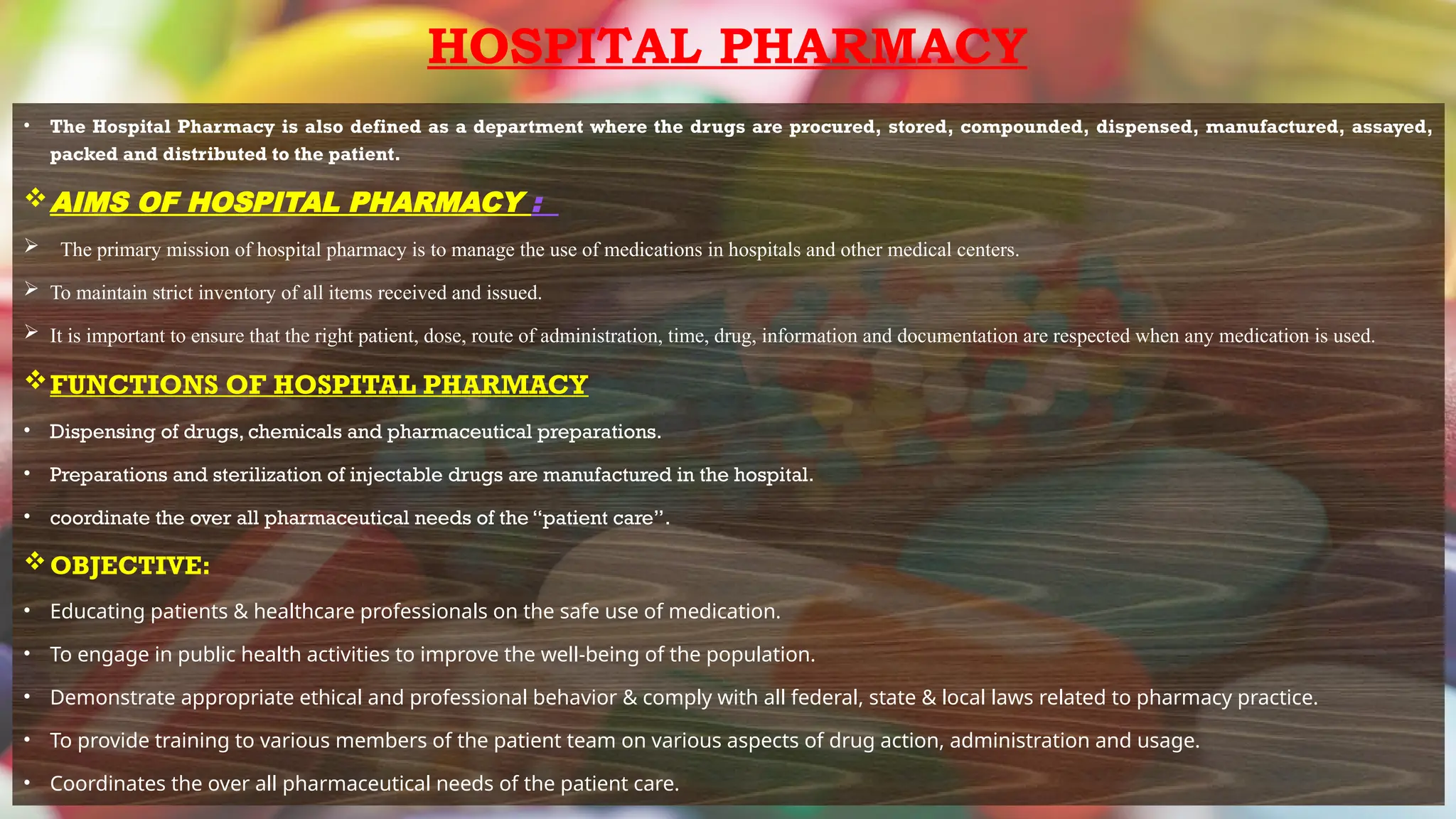 Hospital training ppt for b pharm students | PPTX