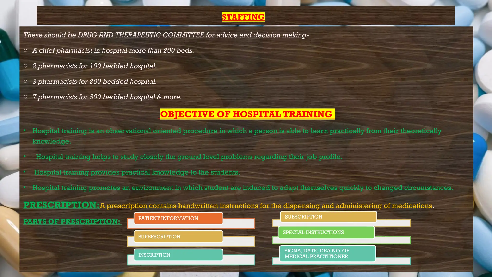 Hospital training ppt for b pharm students | PPTX