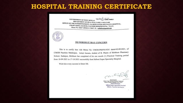 Hospital training ppt for b pharm students | PPTX