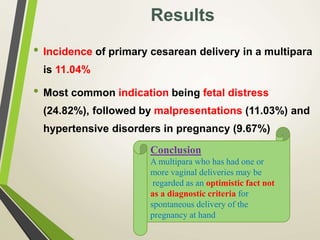 Indications and incidence of primary caesarean delivery in a ...