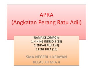 APRA smanike kelas XII MIA 4 | PPTX